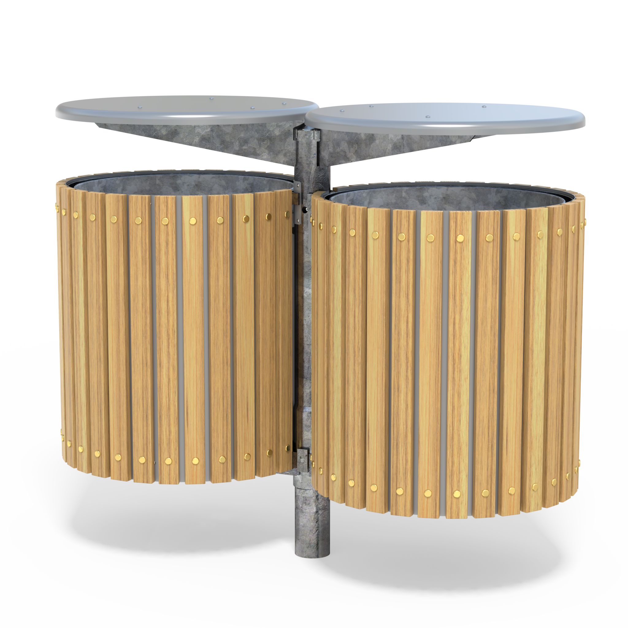 R100 Timber Tilt Bin Double - Street Furniture